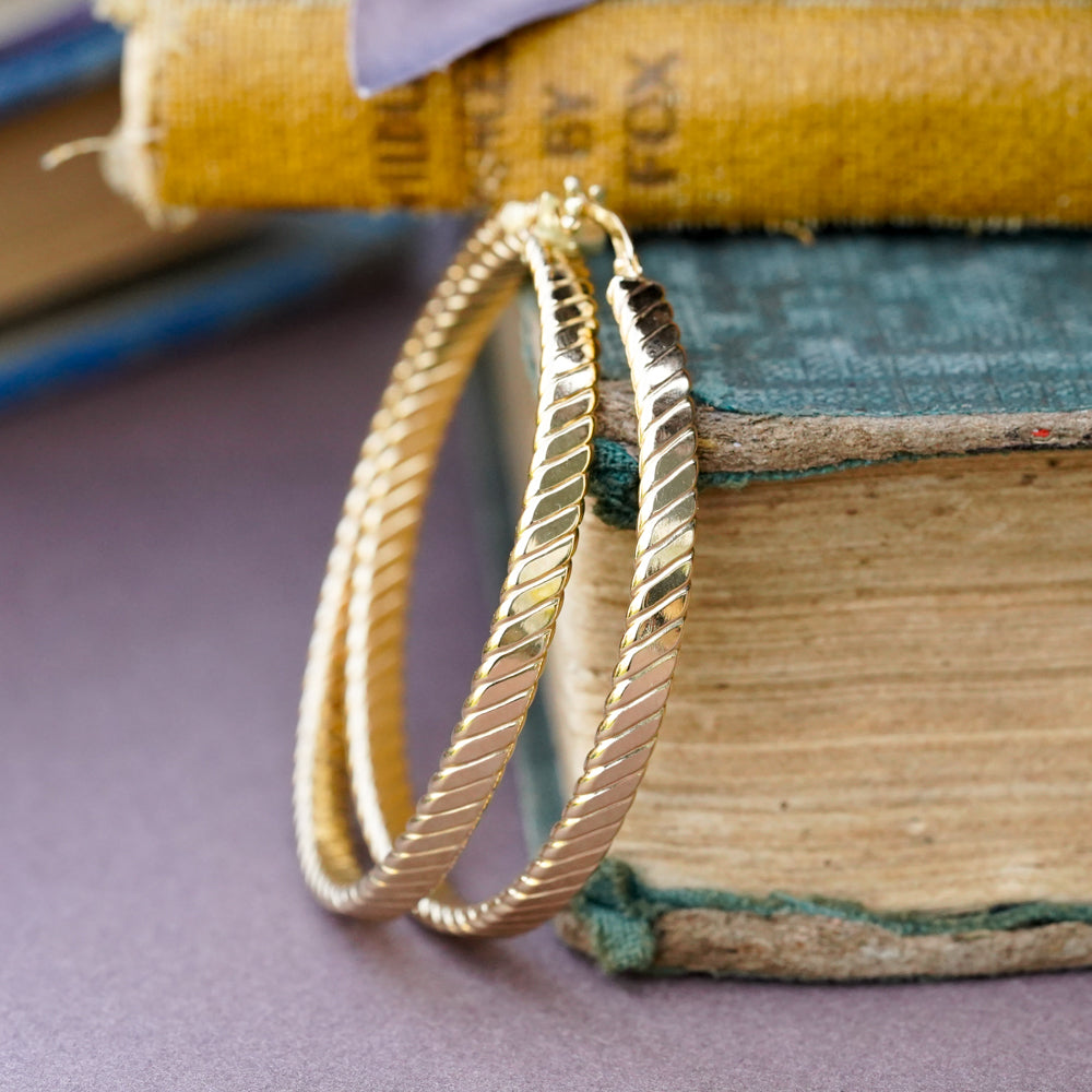 14k Flattened Rope Hoop Large – Bohemi